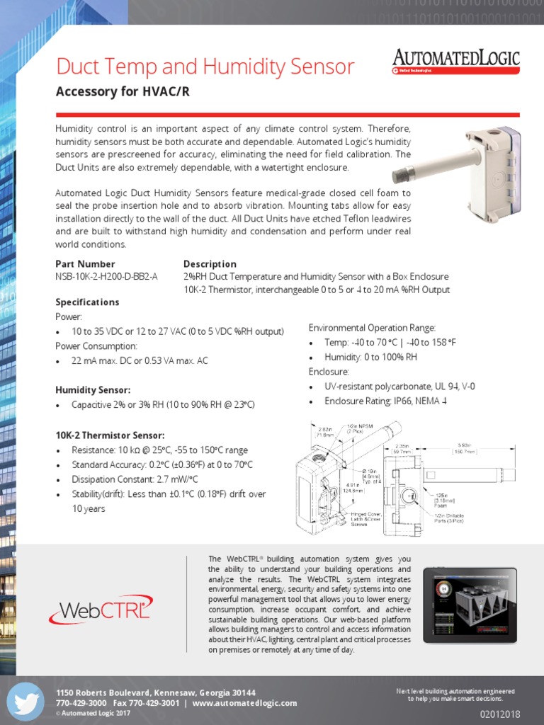 Duct Humidity Sensor CS tcm702-100176 | PDF | Humidity | Duct (Flow)