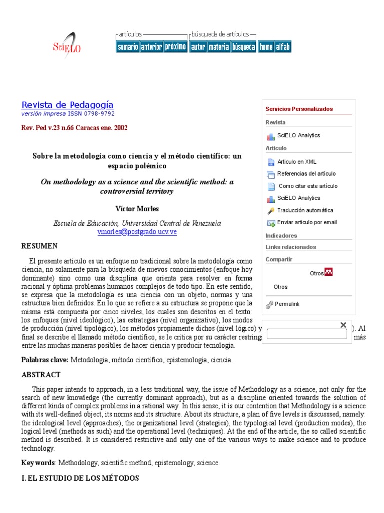 14 Sobre La Metodología Como Ciencia y El Método Científico - Un Espacio Polémico | Descargar ...