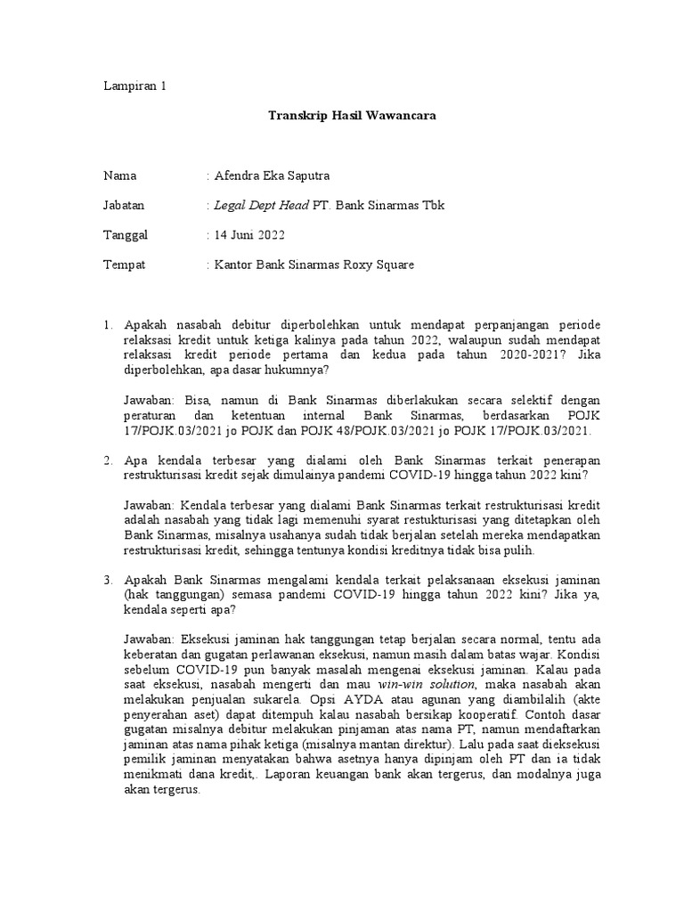 Transkrip Wawancara | PDF