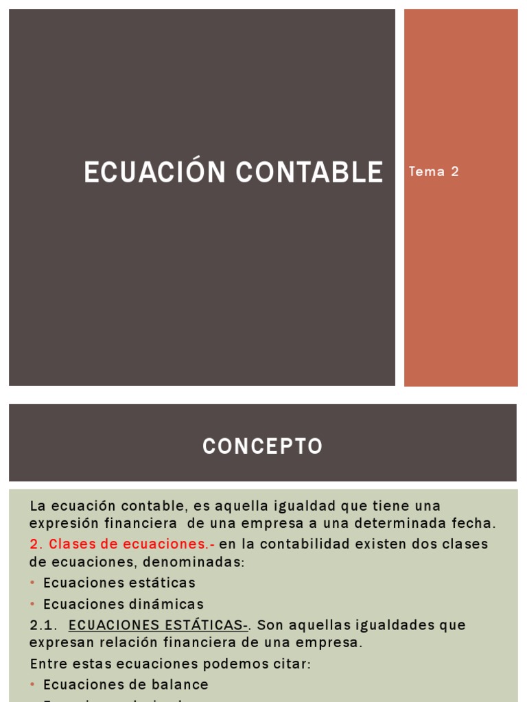 Ecuación contable | PDF | Contabilidad | Bienes (Ley)