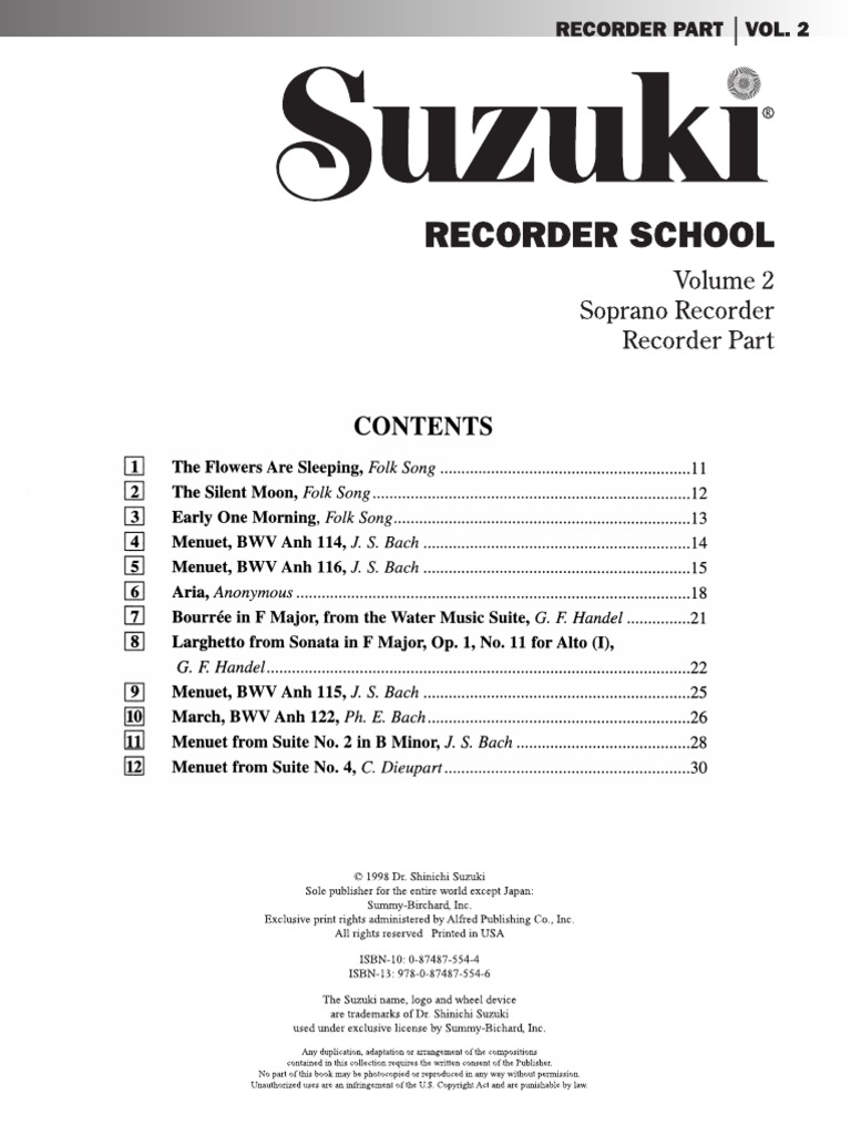 Metodo Suzuki Recorder Vol 2 | PDF