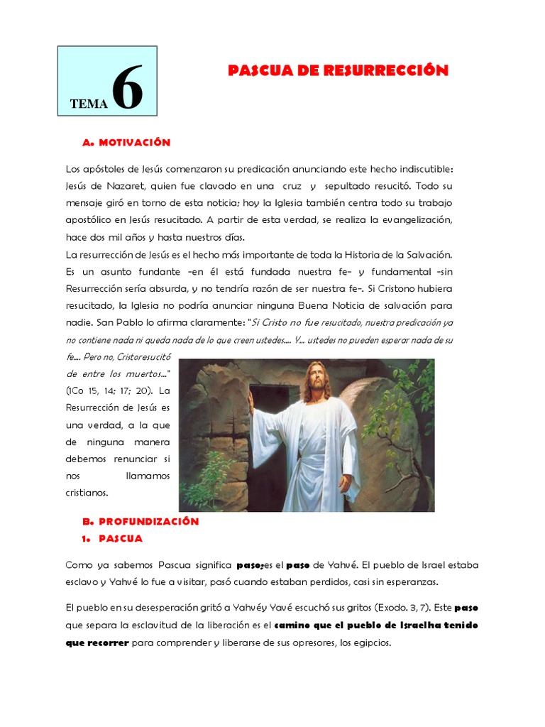 Tema # 6 Pascua de Resurrección | PDF | La resurrección de Jesús | Jesús