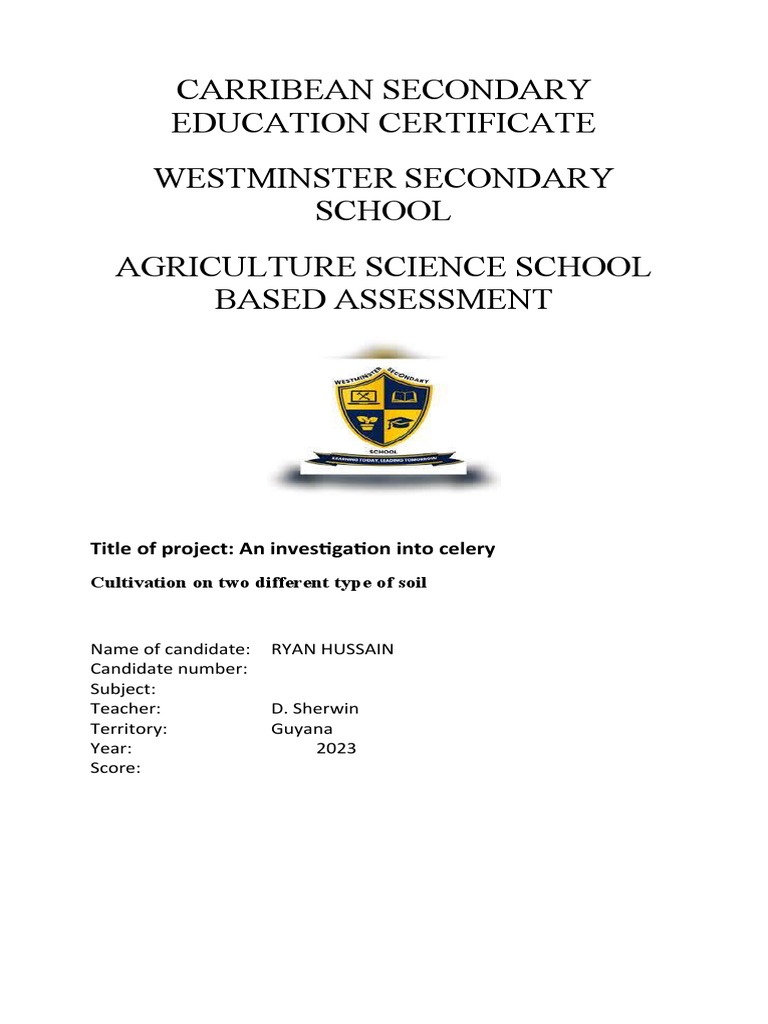 Agriculture Science Sba | PDF | Soil | Tillage