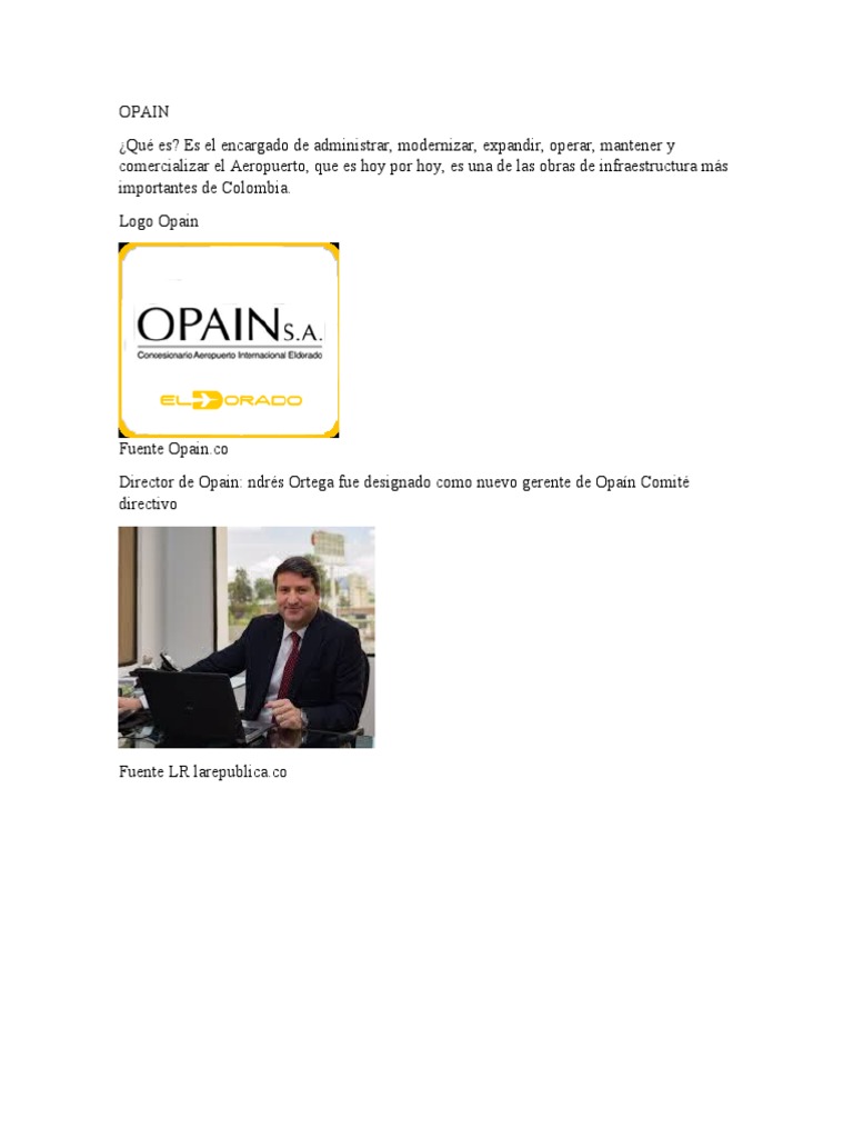 OPAIN: Administración del Aeropuerto Eldorado | PDF