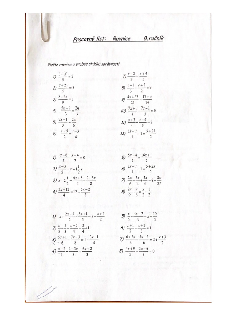 Linearne Rovnice | PDF