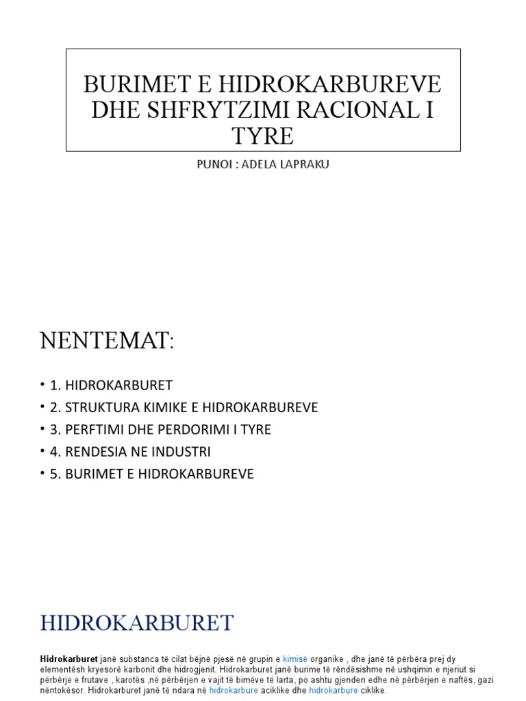 Burimet e Hidrokarbureve Dhe Shfrytzimi Racional I Tyre | PDF