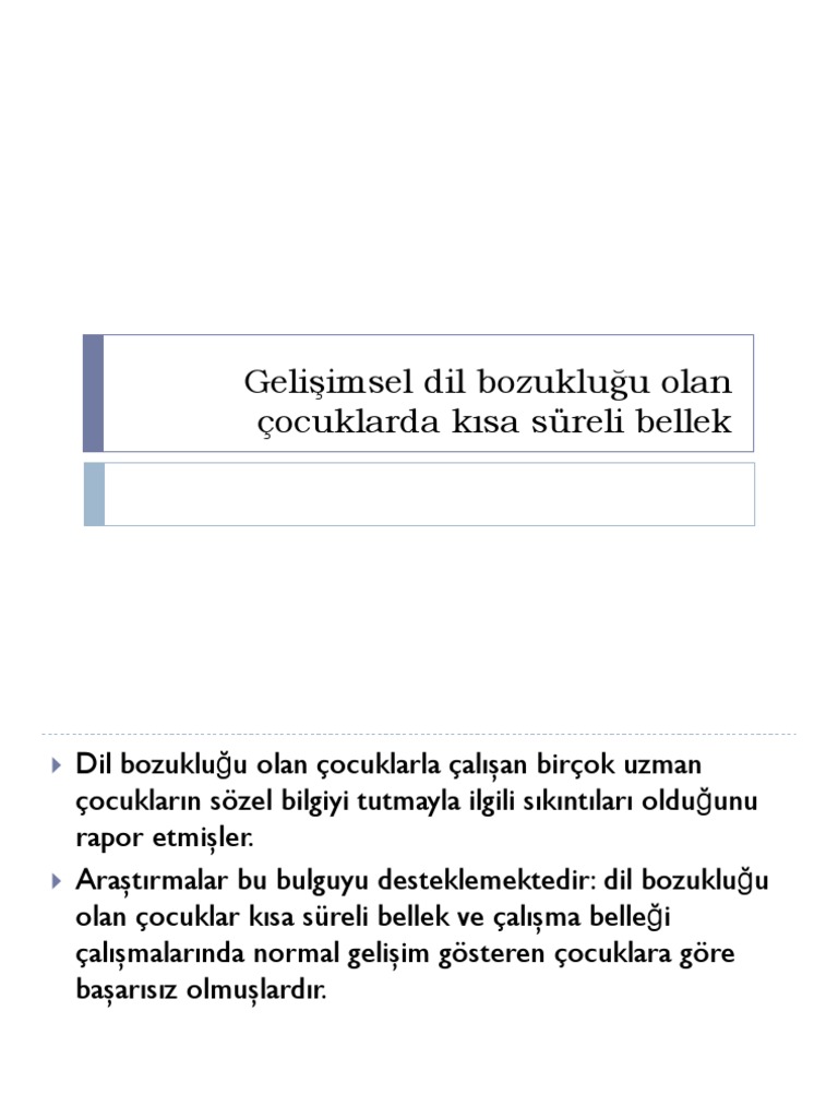 Gelisimsel Dil Boz. Kisa Sureli Bellek | PDF