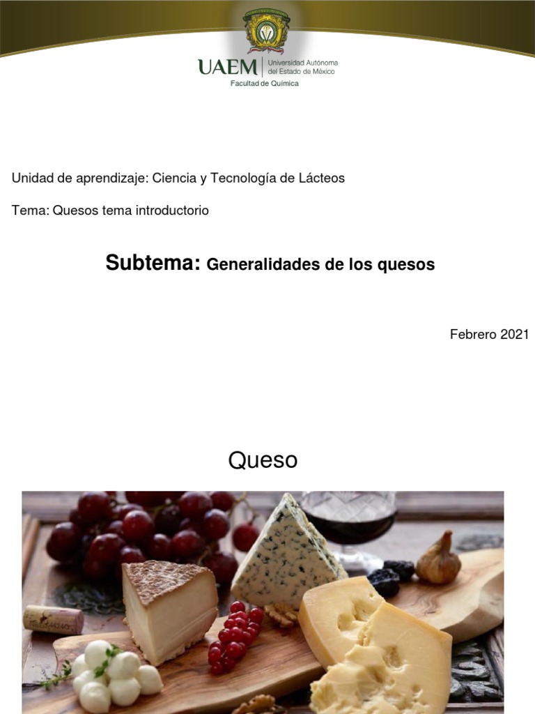 Subtema:: Generalidades de Los Quesos | PDF | Queso | Leche