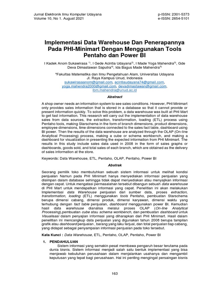 Implementasi Data Warehouse Dan Penerapannya Pada PHI-Minimart Dengan ...
