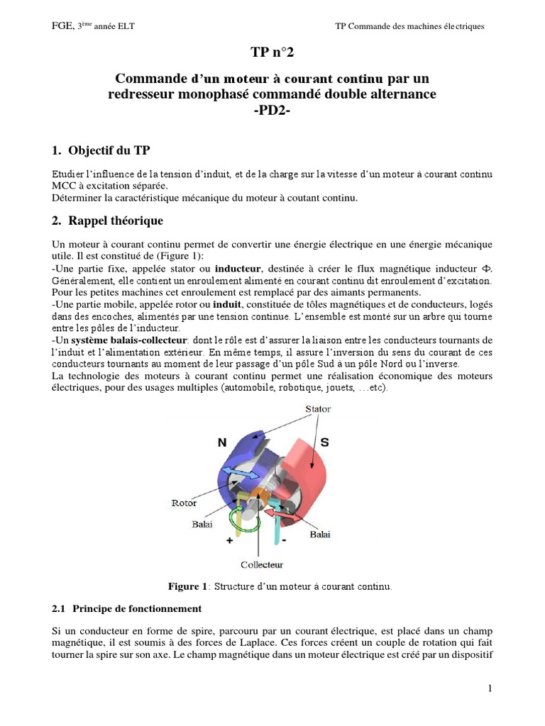 TP N°2 Commande D'un Moteur À Courant Continu Par Un Redresseur Monophasé Commandé Double ...