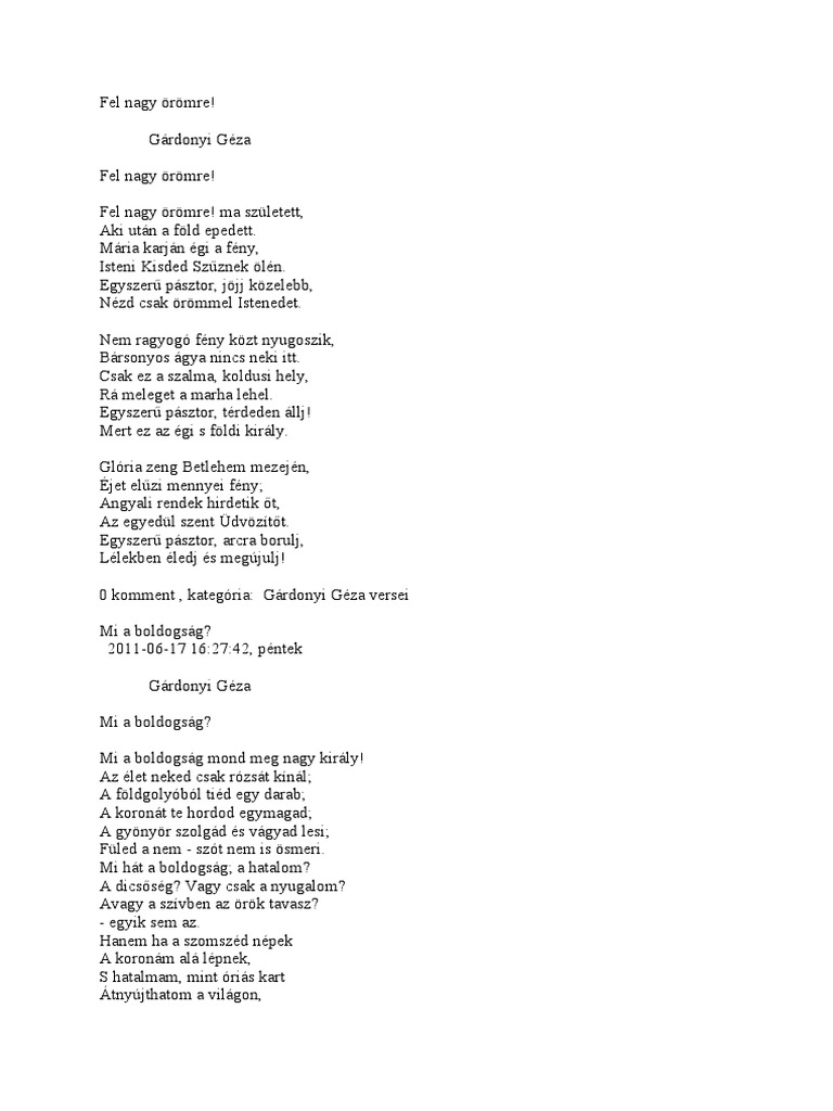 Gárdonyi Géza Versei | PDF