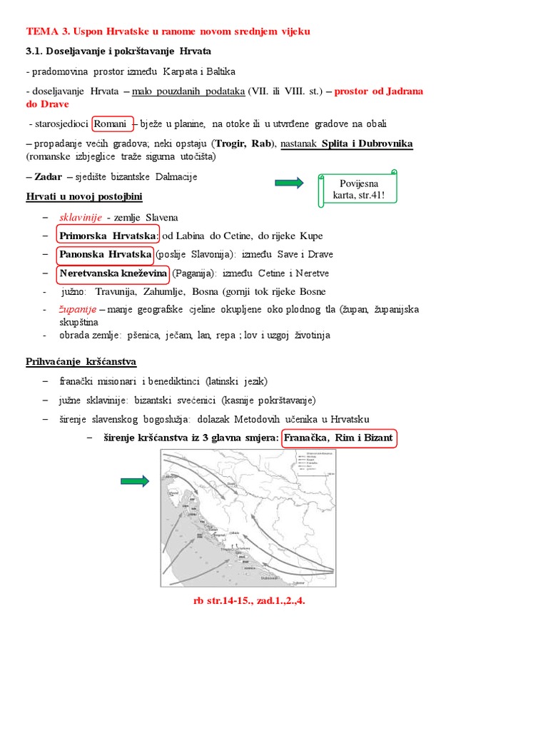 PRIPREMA ZA PISANU PROVJERU ZNANJA Tema 3.uspon Hrvatske U Ranome ...