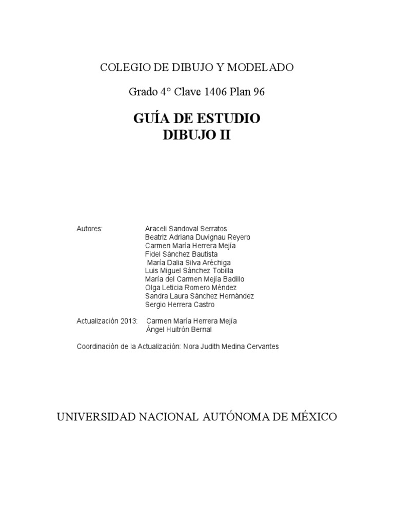 Guía de Estudio Dibujo Ii: Colegio de Dibujo Y Modelado Grado 4° Clave 1406 Plan 96 | PDF ...