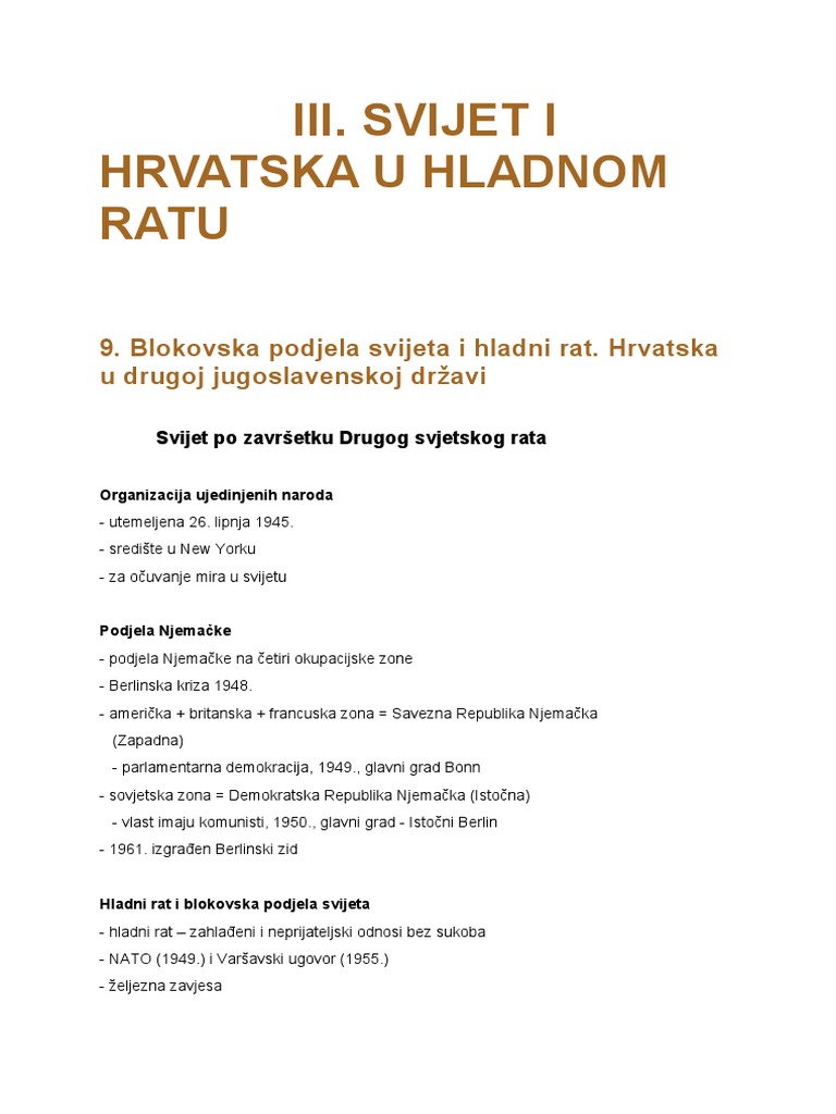 Hrvatska U Hladnom Ratu: Iii. Svijet I | PDF