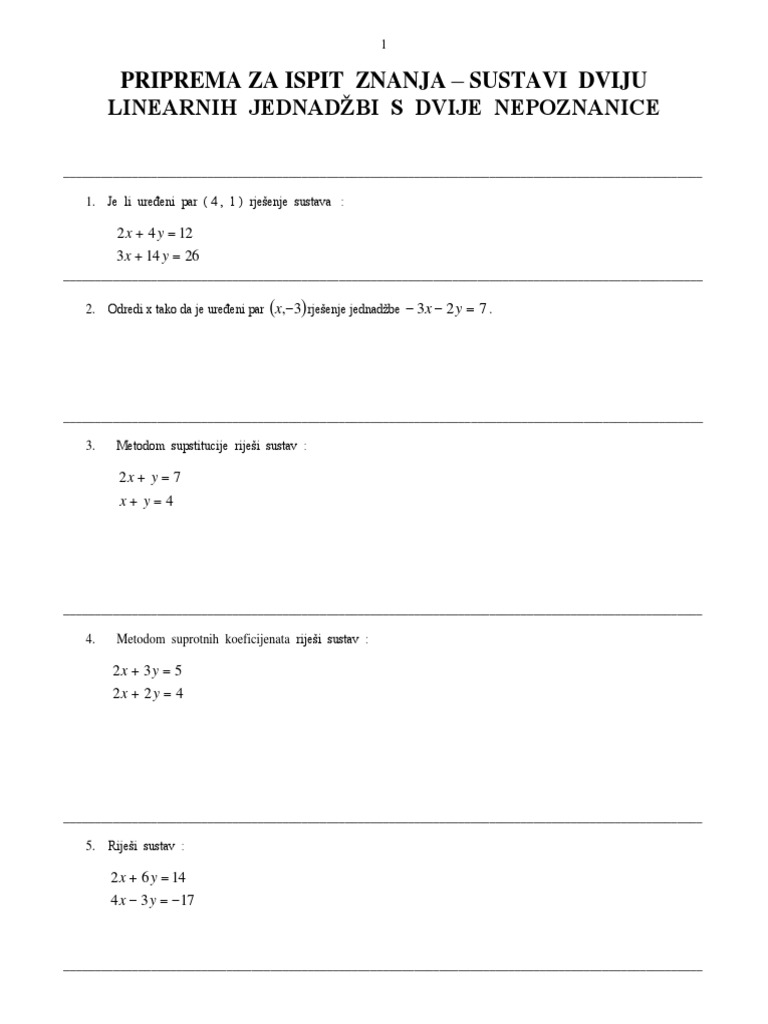 Priprema Za Ispit Znanja Rjec5a1avanje Sustava A | PDF