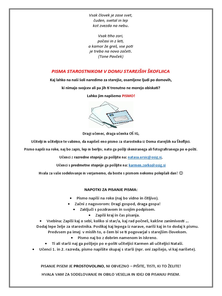 Projekt - Pisma Starostnikom | PDF
