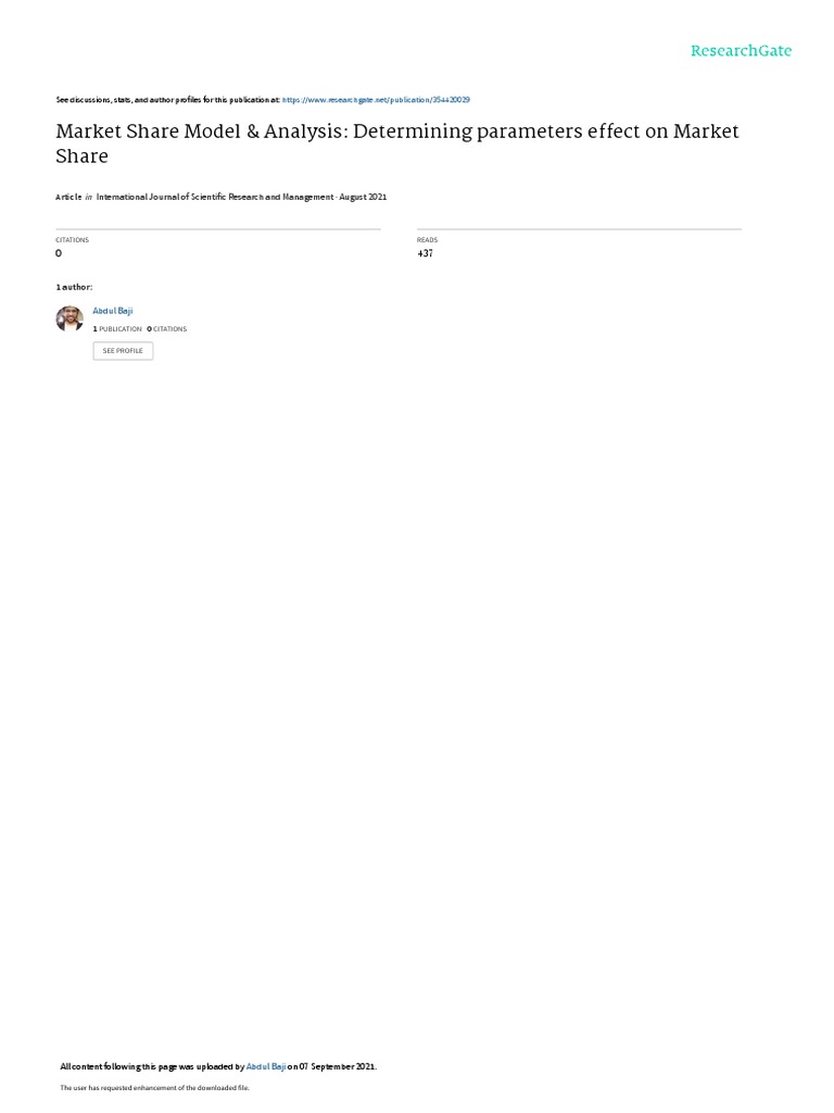 Market Share Model Analysis Determiningparameterseffecton Market Share | PDF | Market (Economics ...