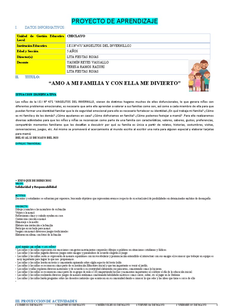 Proyecto Mi Familia Mayo | PDF | Evaluación | Las emociones