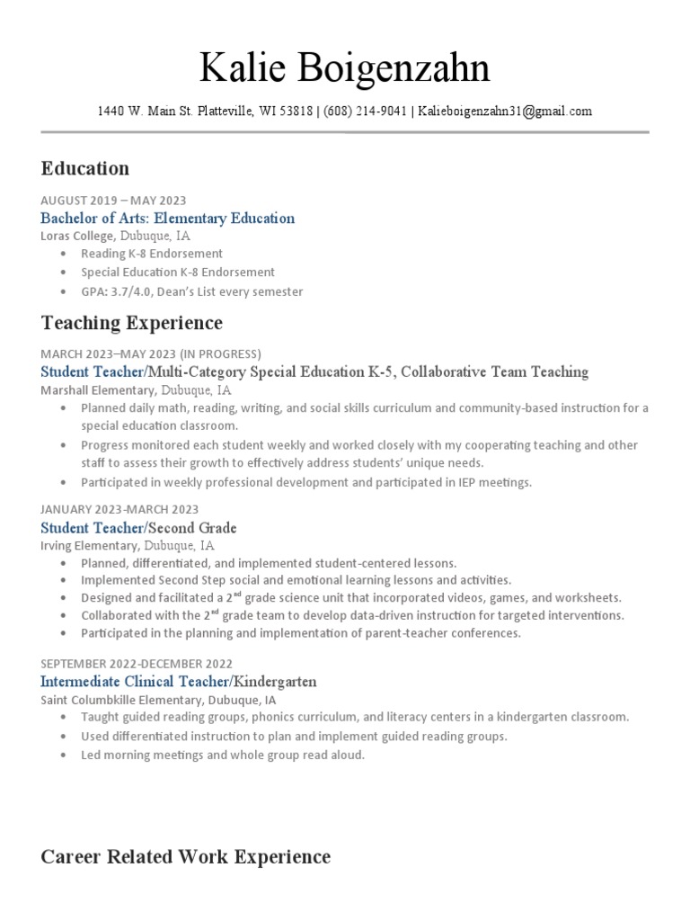 Professional Resume - Second Draft | PDF | Pedagogy | Cognition