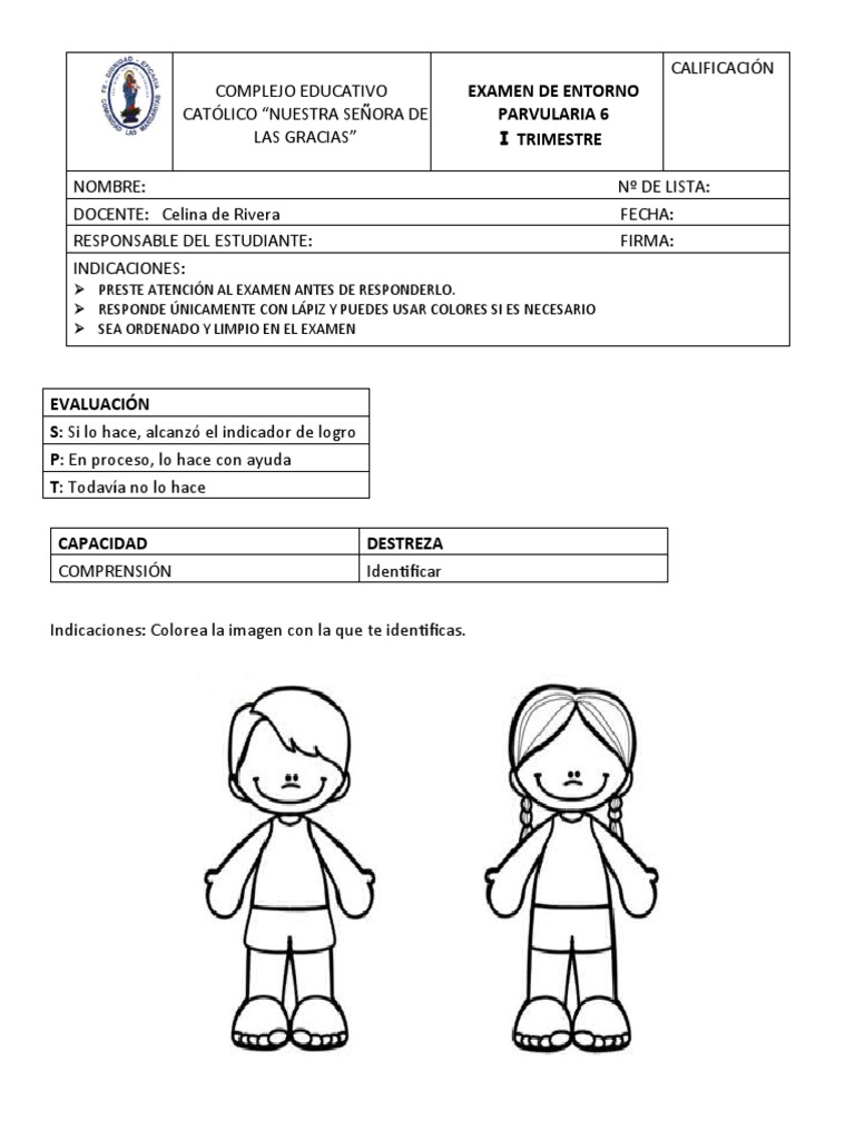 Examen de Entorno Parvularia 6 I Trimestre | PDF | Cognición | Ciencia ...
