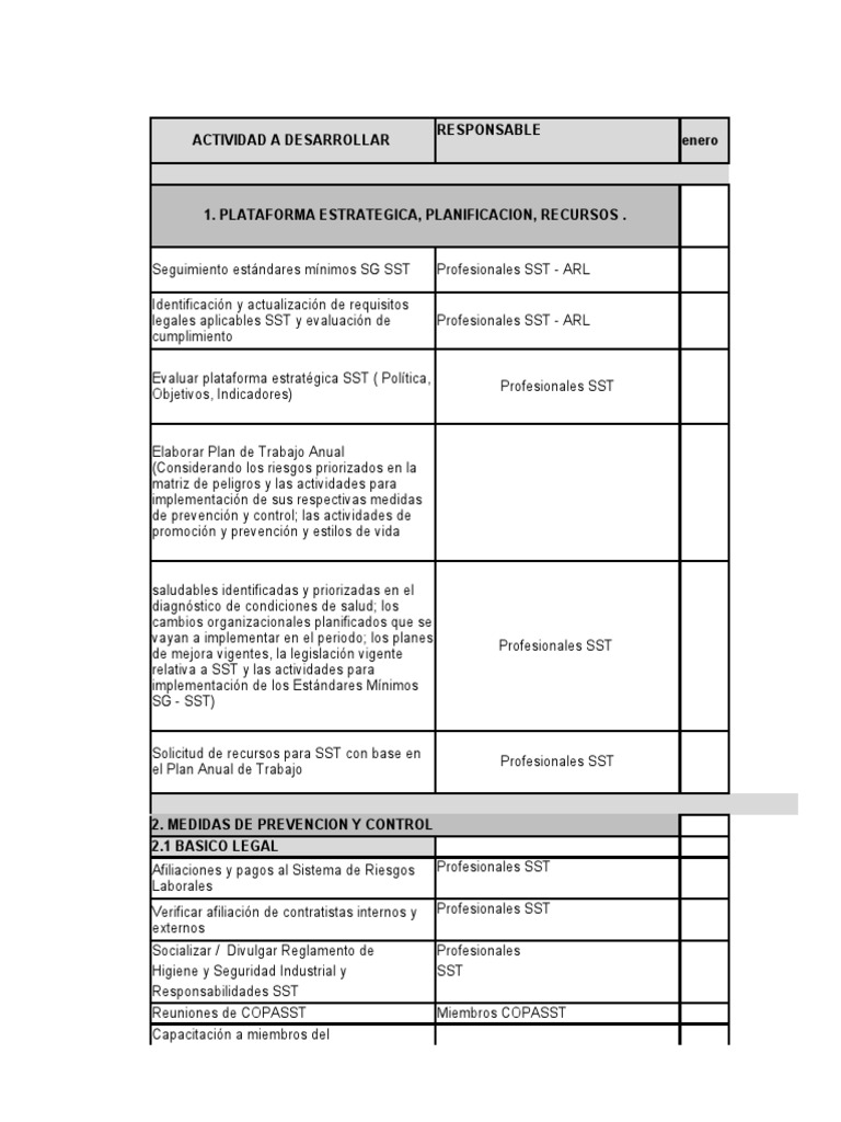 Plan Anual de Trabajo SST | PDF