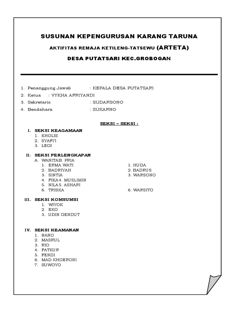 Kepengurusan Karang Taruna - 1 | PDF