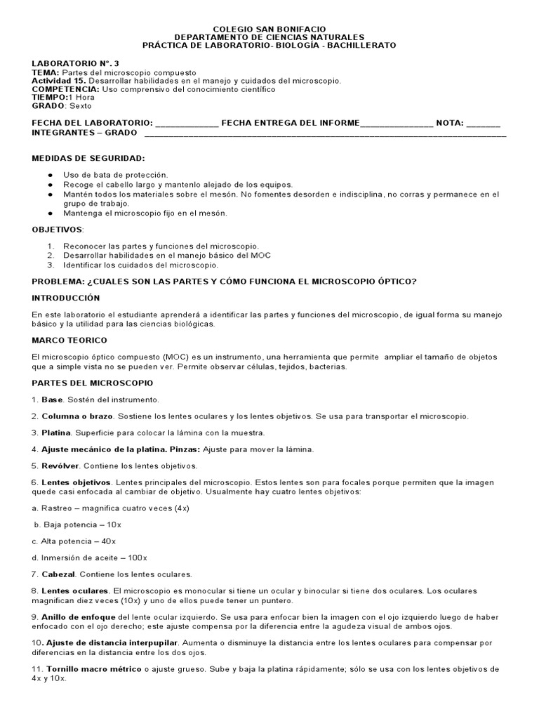 6 LAB3 Actividad 15 Micros | Descargar gratis PDF | Microscopio | Laboratorios
