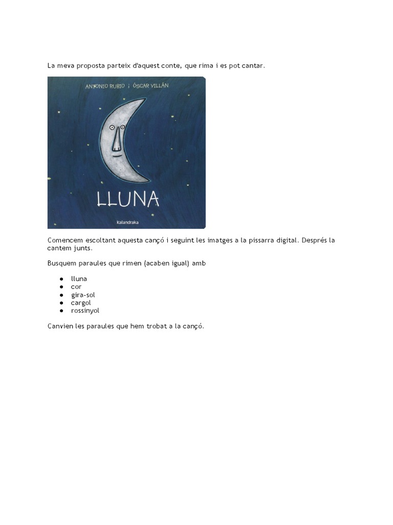 Lluna - Proposta Treball Rimes | PDF