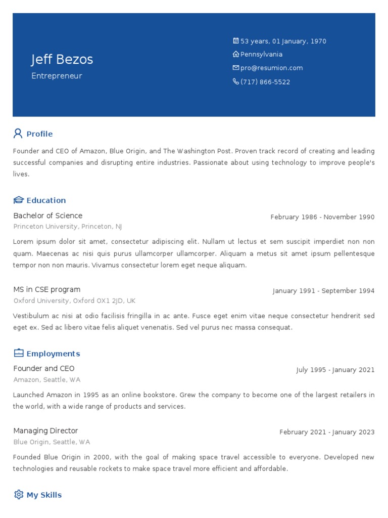 Jeff Bezos - Resume | PDF