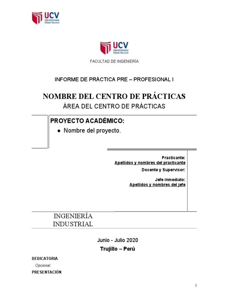 01 Estructura Del Informe Final de Prácticas Preprofesionales | PDF
