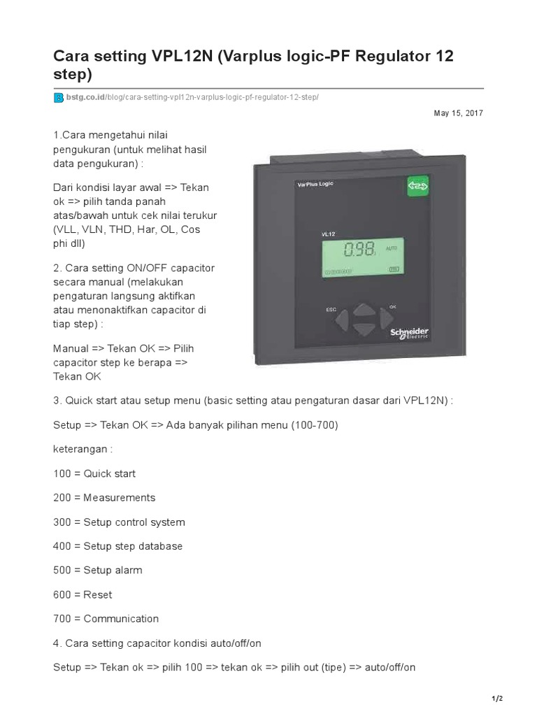 BSTG - Co.id-Cara Setting VPL12N Varplus logic-PF Regulator 12 Step | PDF