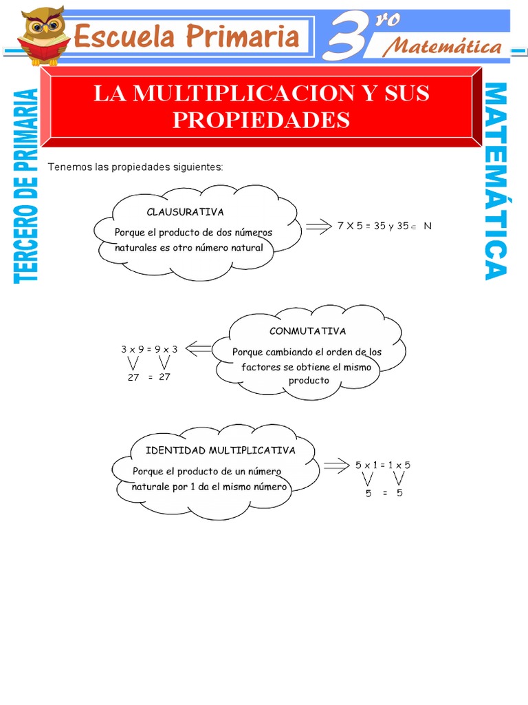 La Multiplicacion y Sus Propiedades para Tercero de Primaria | PDF ...