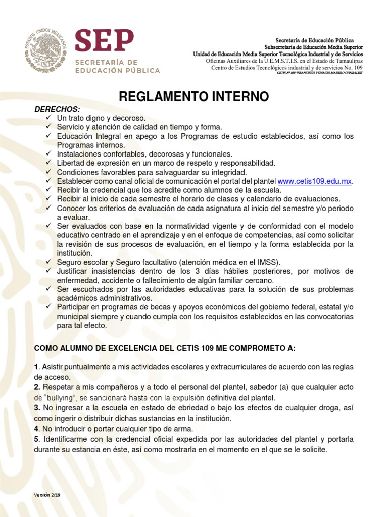 Reglamento CETis 109 | PDF | Evaluación