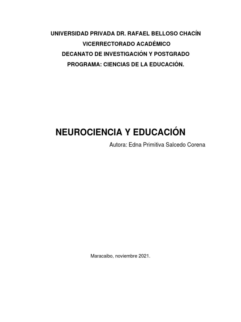 Tarea 1. Neurociencia y Educación - Edna Salcedo | PDF