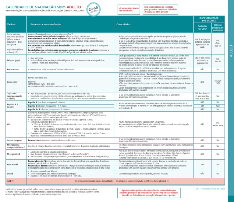 Calend Sbim Adulto | PDF | Vacinas | Gripe