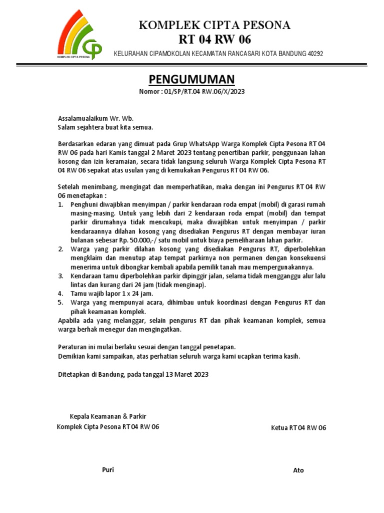 SP-01-surat Pengumuman | PDF