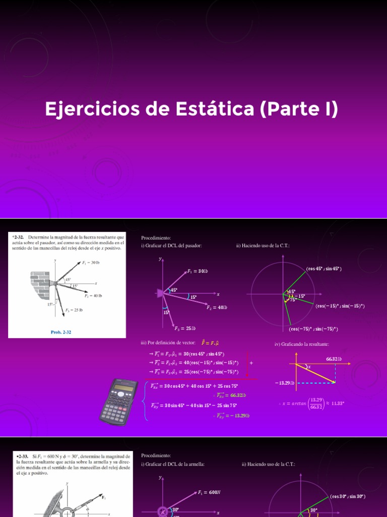 Ejercicios de Estática (Parte I) | PDF | Mecanica clasica | Álgebra lineal