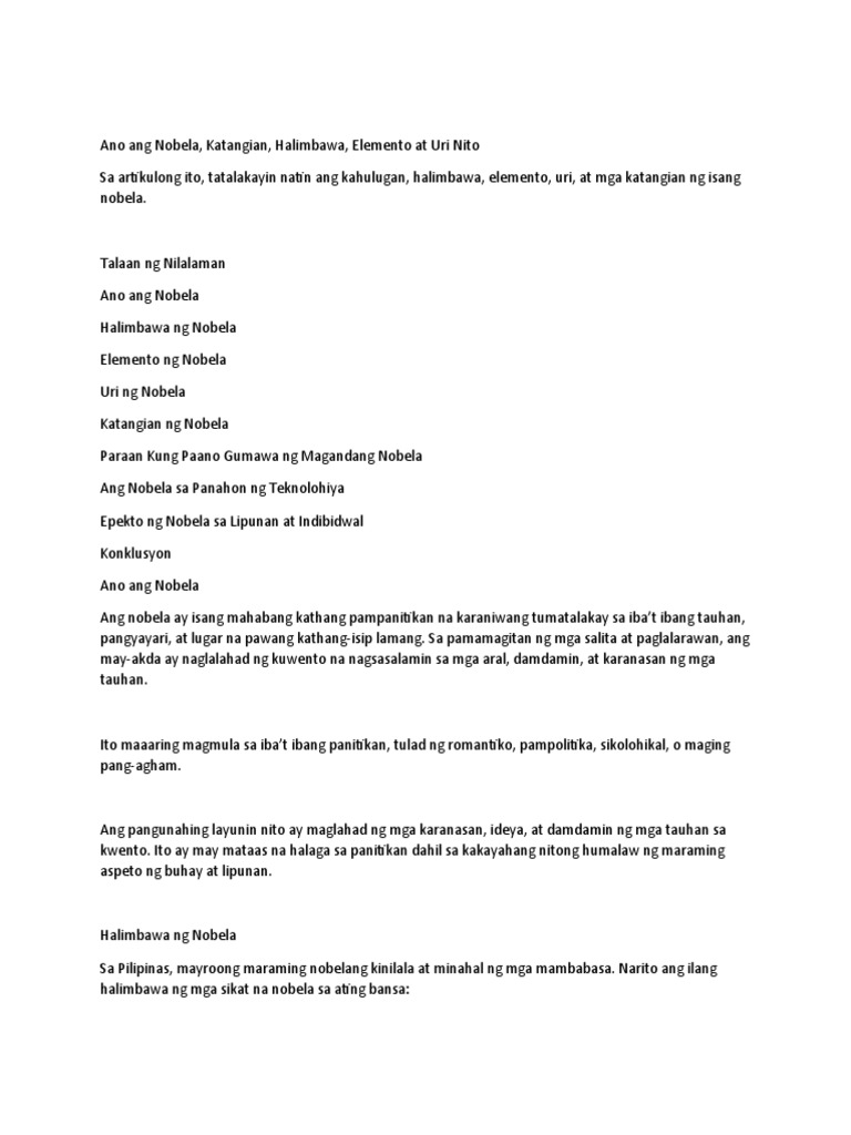 Nobela | PDF