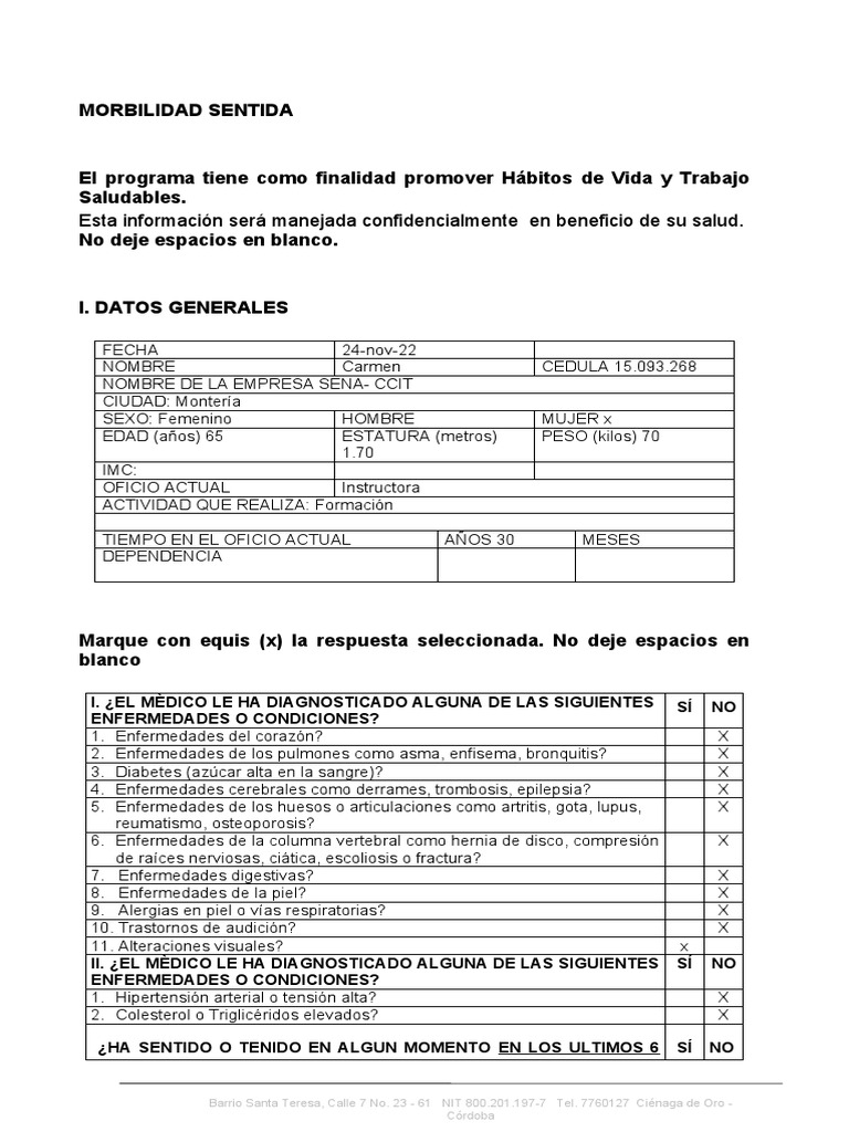 Encuesta de Morbilidad Sentida | PDF | Medicina | Enfermedades y ...