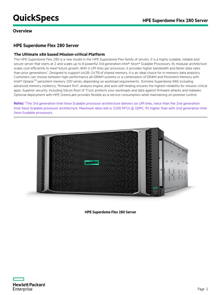 HPE Superdome Flex 280 Server-A00059763enw | PDF | Power Supply ...