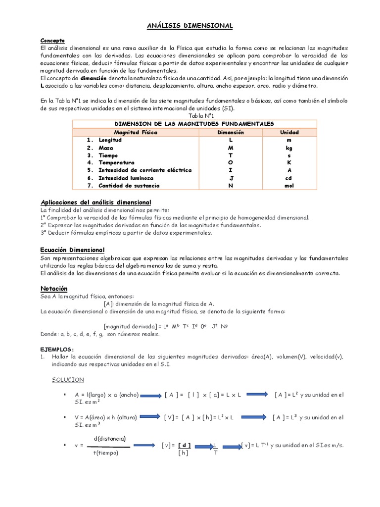 ANÁLISIS DIMENSIONAL-5° Año | PDF