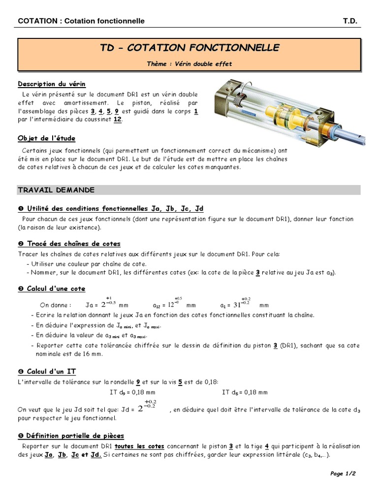 Cotation Fonctionnelle Vérin Double Effet | PDF | Ingénierie mécanique