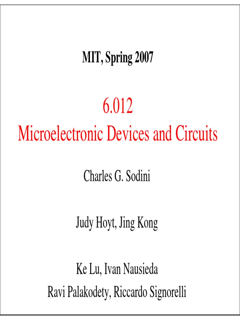 6.012 Microelectronic Devices and Circuits: MIT, Spring 2007 | PDF ...