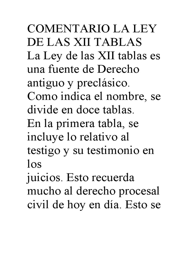 Análisis de las principales disposiciones de la Ley de las XII Tablas ...