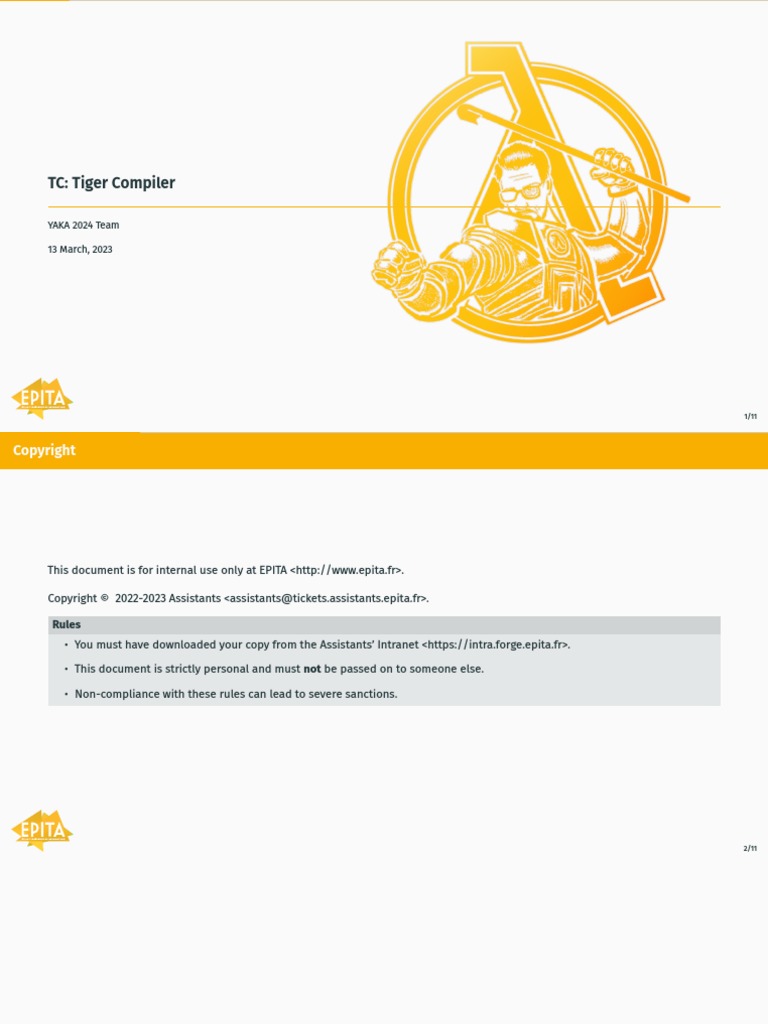 TC: Tiger Compiler: YAKA 2024 Team 13 March, 2023 | PDF