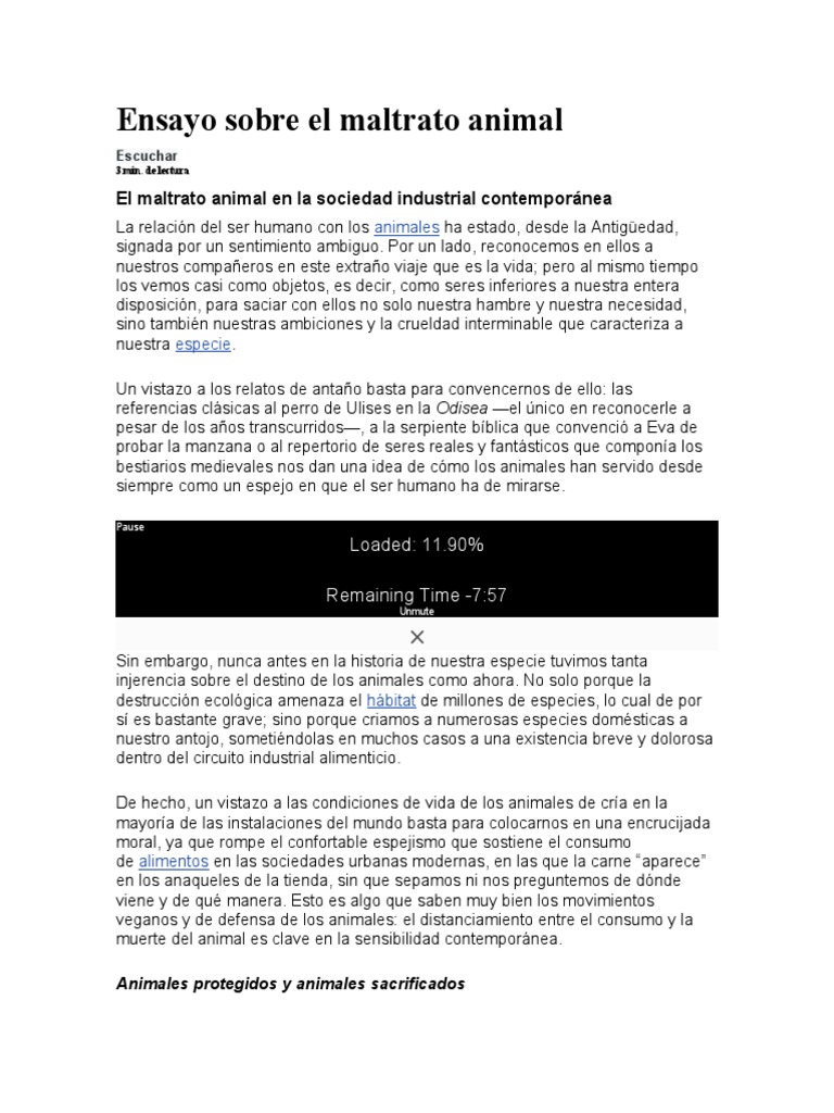 Ensayo Sobre El Maltrato Animal | PDF | Ensayos | Homo Sapiens