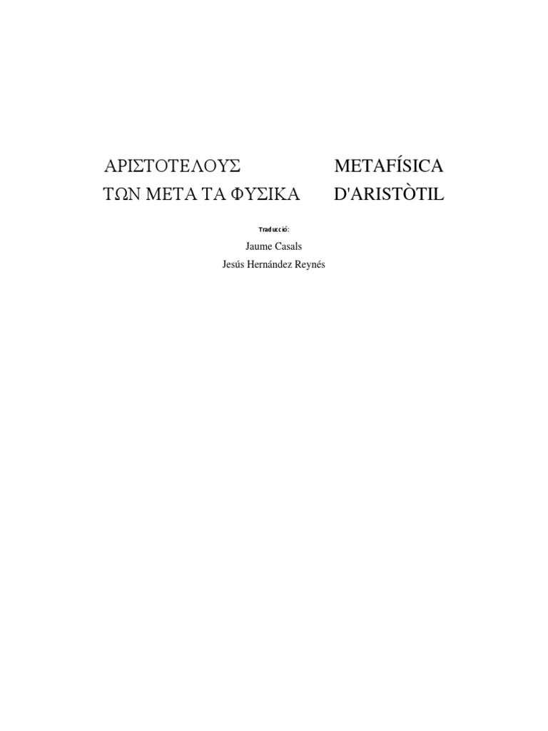 Metafísica Aristòtil Bilingüe | PDF