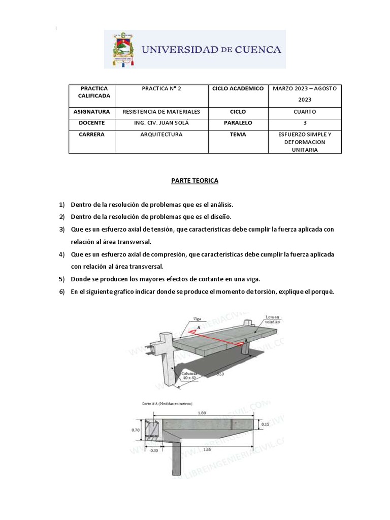 Practica Calificada Ciclo Academico | PDF | Viga (Estructura) | Deformación (ingeniería)