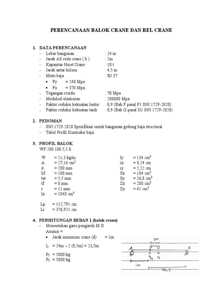 Desain Balok dan Rel Crane | PDF
