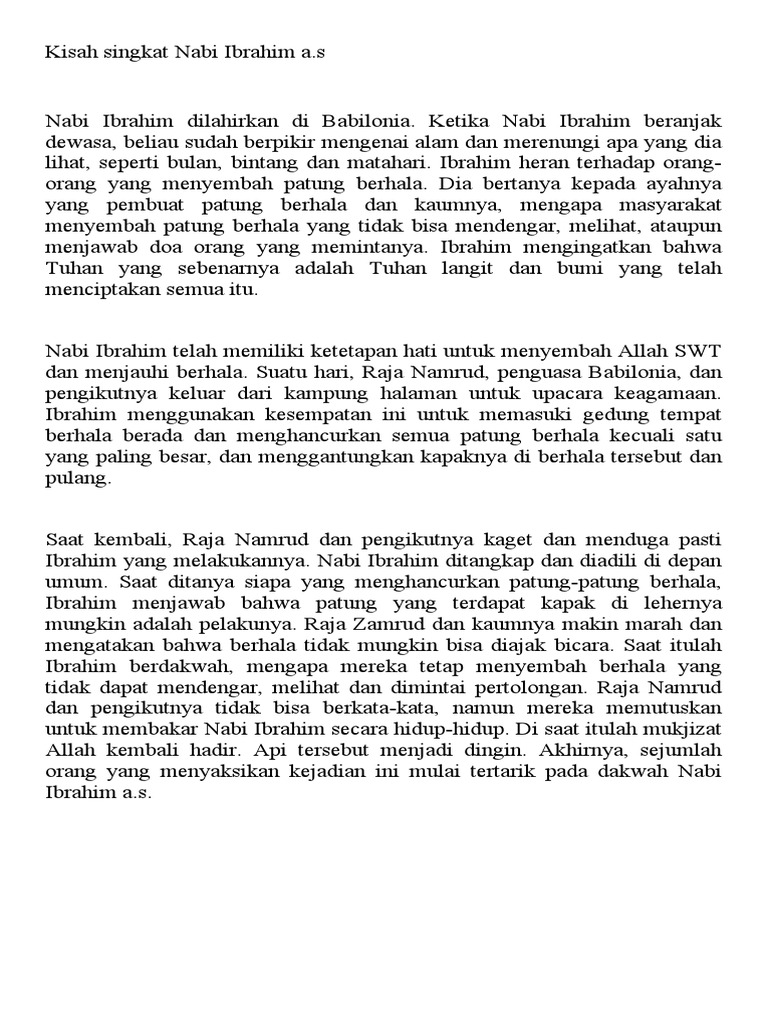 Kisah Singkat Nabi Ibrahim | PDF